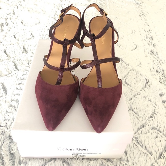 Calvin Klein | Shoes | Calvin Klein Coreene Suede Dark Cherry Heels ...